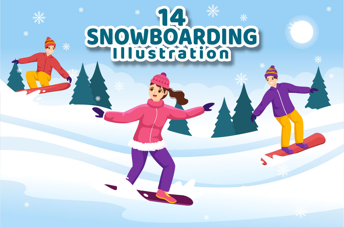 14 Snowboarding Illustration - MasterBundles