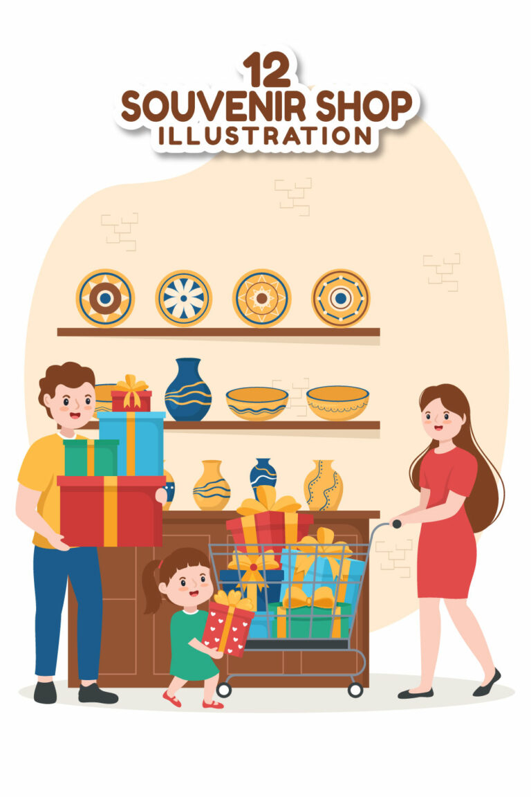 12 Souvenir Shop and Gifts Illustration - MasterBundles