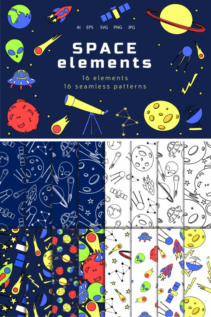 Space Elements And Patterns - MasterBundles