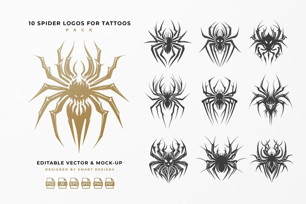 Spider Logos for Tattoos Pack x10 – MasterBundles