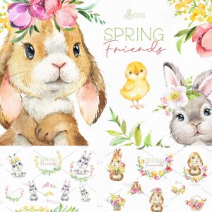 Spring Friends. Watercolor Set – MasterBundles