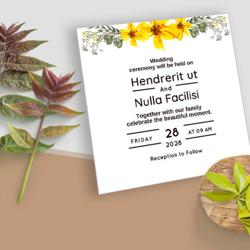 Yellow Wedding Invitation Card Vector - MasterBundles