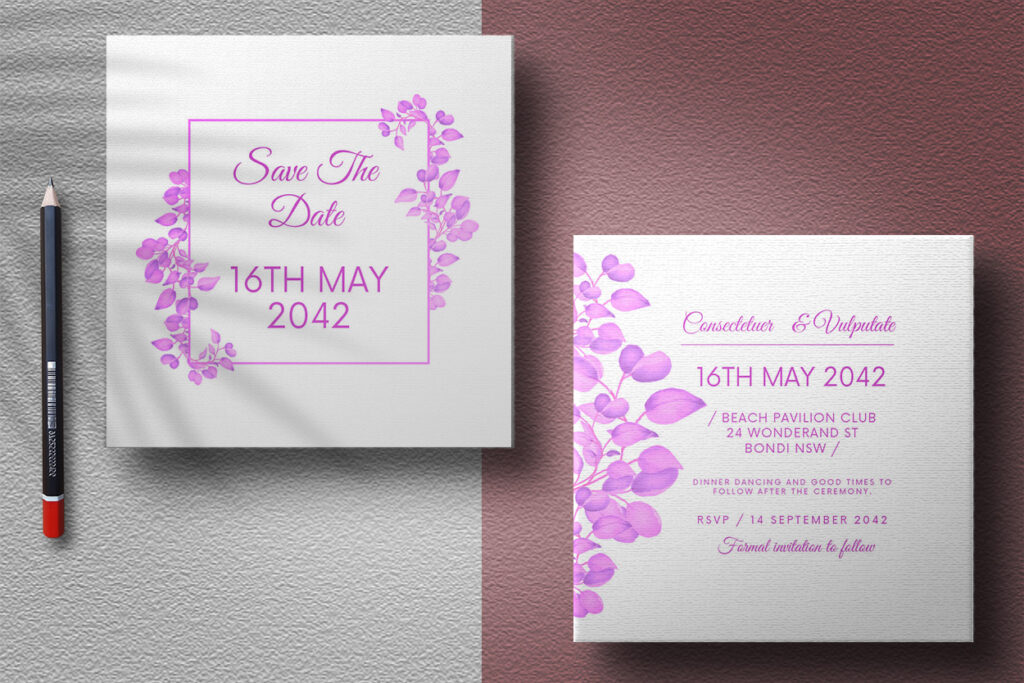 Beautiful Leaf Wedding Invitation Card - MasterBundles