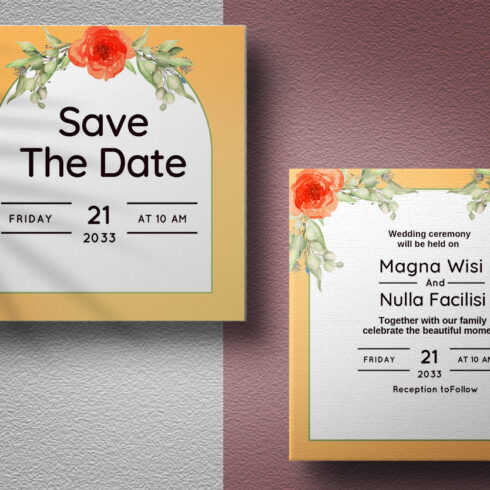 Red floral wedding ceremony card design | MasterBundles