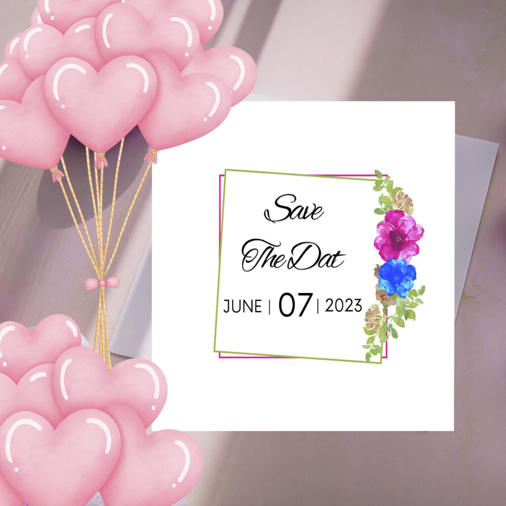 Rose Floral Frame Wedding Invitation Card Template | MasterBundles
