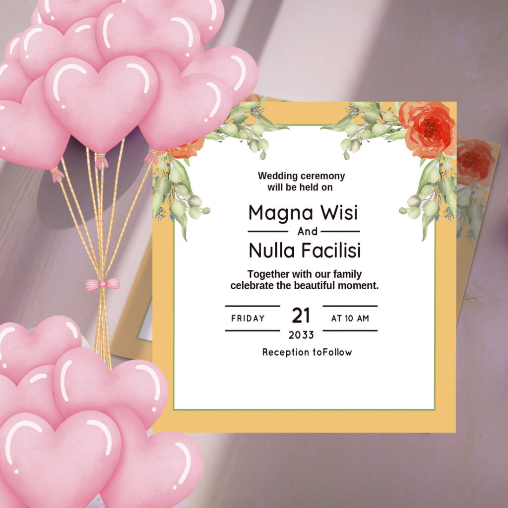 Red Floral Wedding Ceremony Card Design - MasterBundles