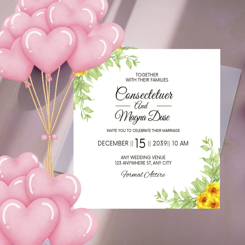 Beautiful Yellow Wedding Card Design - MasterBundles