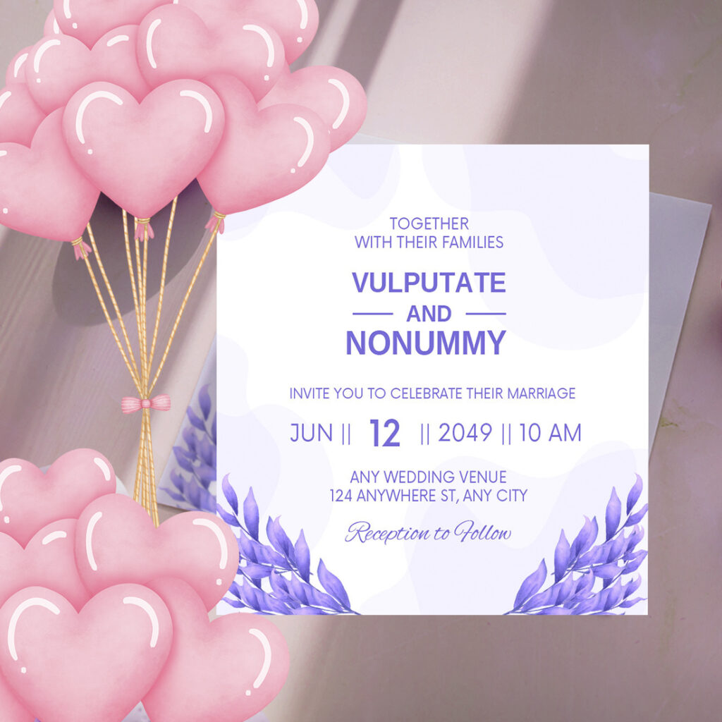 Florals Wedding Card Frame Geometric Shaped - MasterBundles