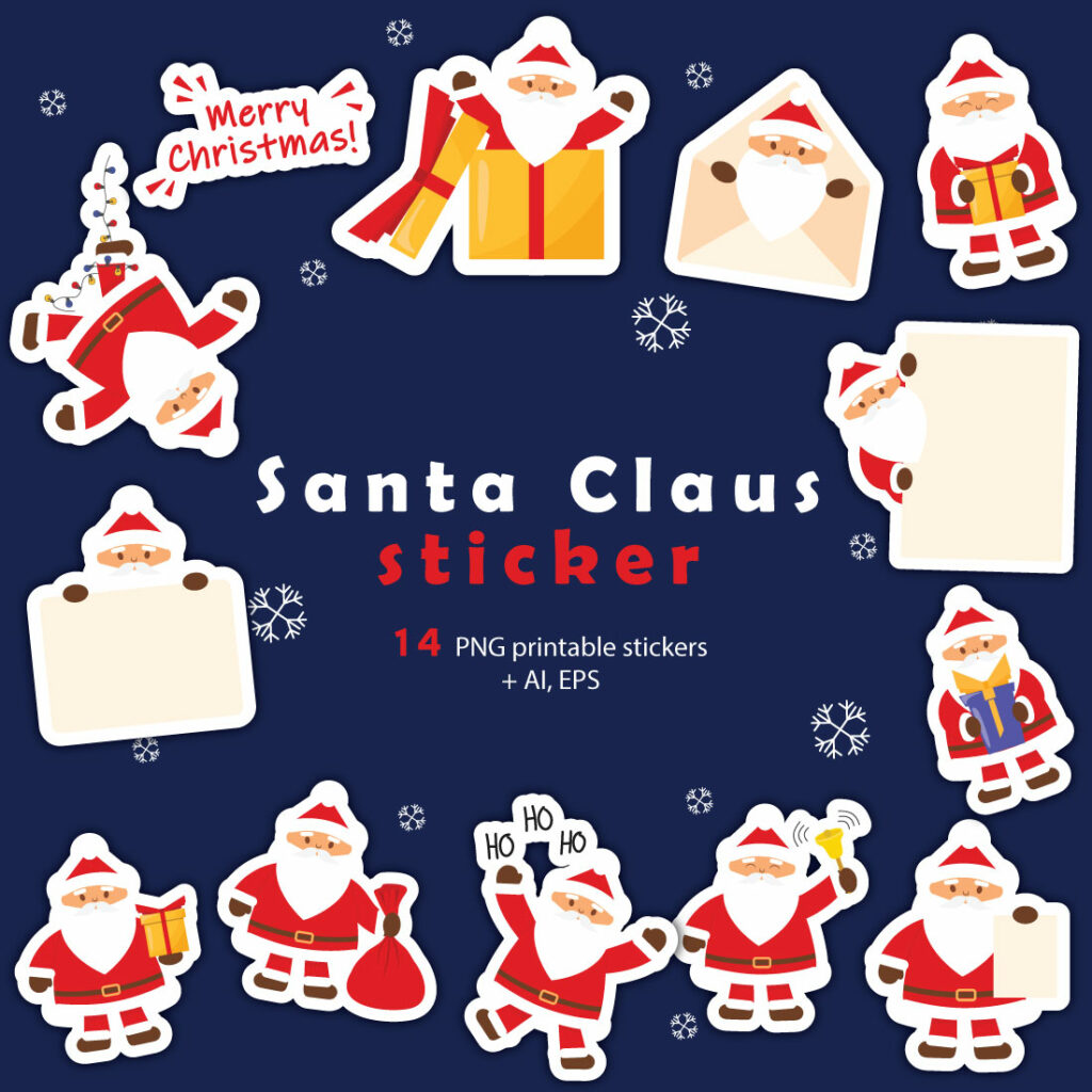 Cute Santa Claus stickers - MasterBundles