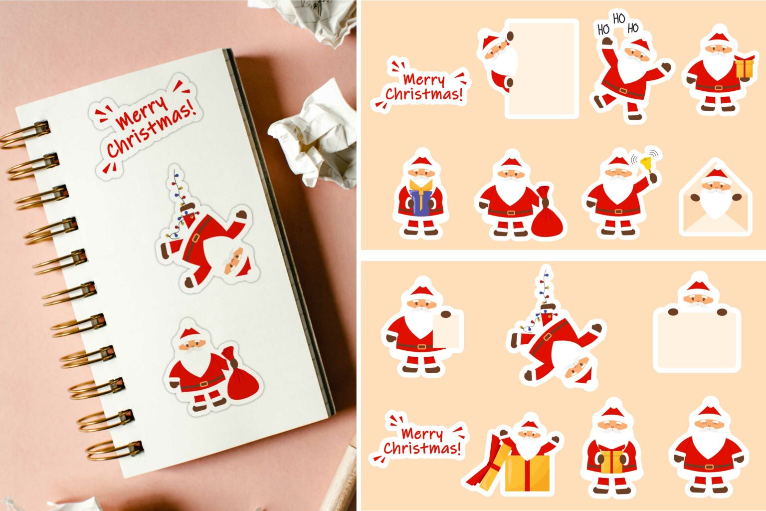 Cute Santa Claus stickers - MasterBundles