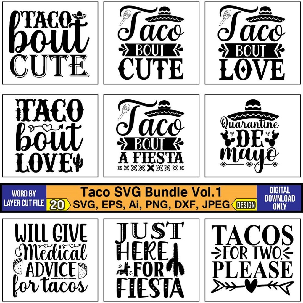 Taco SVG T-Shirt Design Bundle - MasterBundles