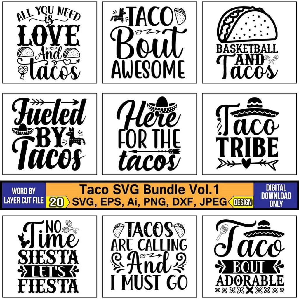 Taco SVG T-Shirt Design Bundle - MasterBundles