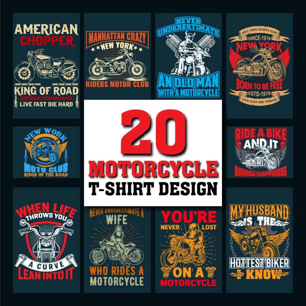 20 Motorcycle T-Shirt Design Bundle - MasterBundles