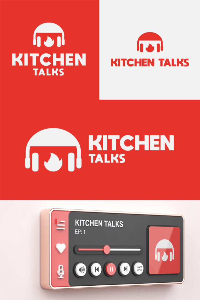 Kitchen Talks Logo Design. Food Podcast logo. - MasterBundles