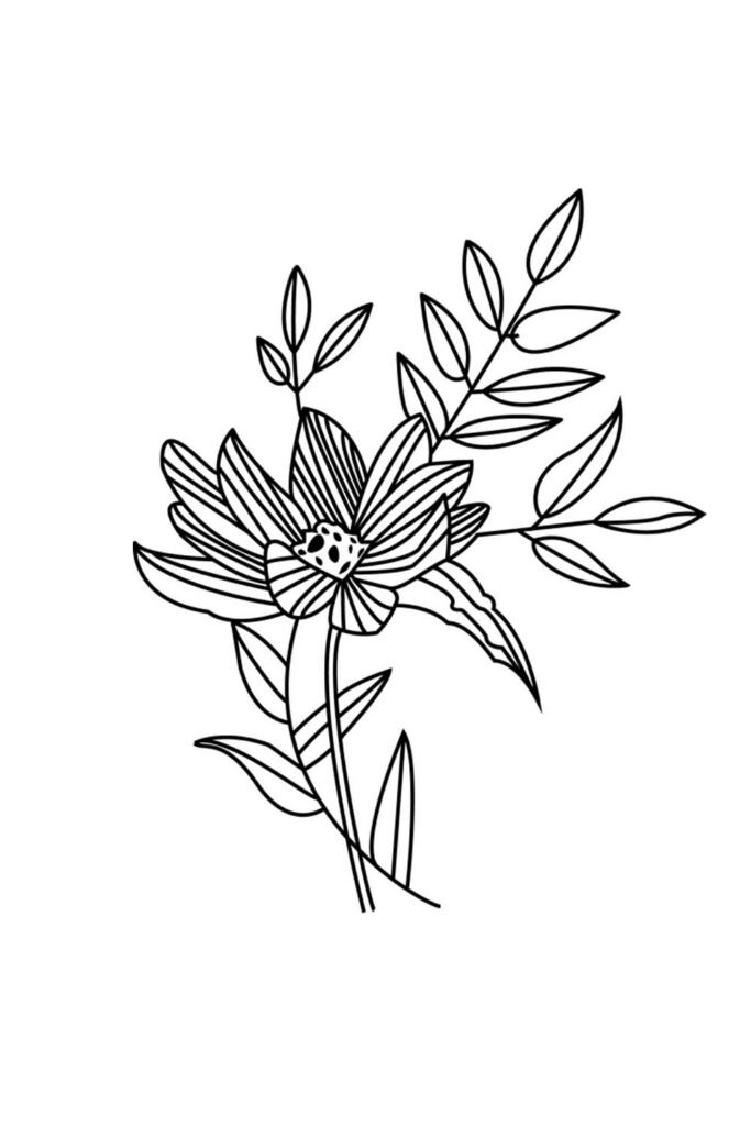Single Clean And Beautiful Flower Line Art - Only $3 - MasterBundles