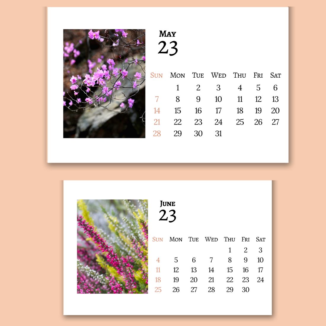 Printable Horizontal Desk Calendar 2023 - MasterBundles