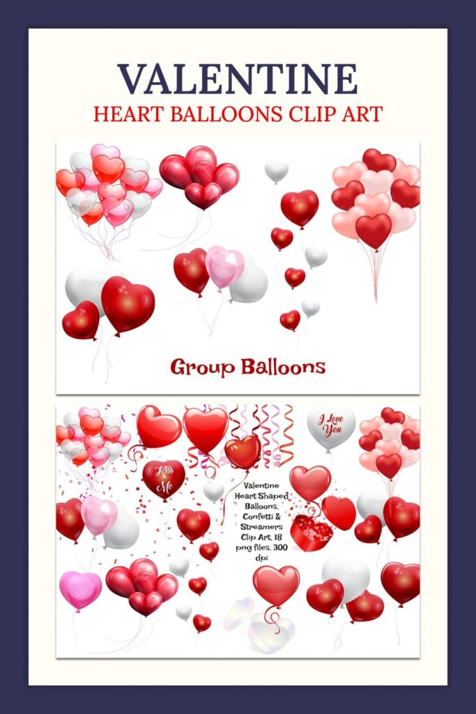 Valentine Heart Balloons Clip Art – MasterBundles