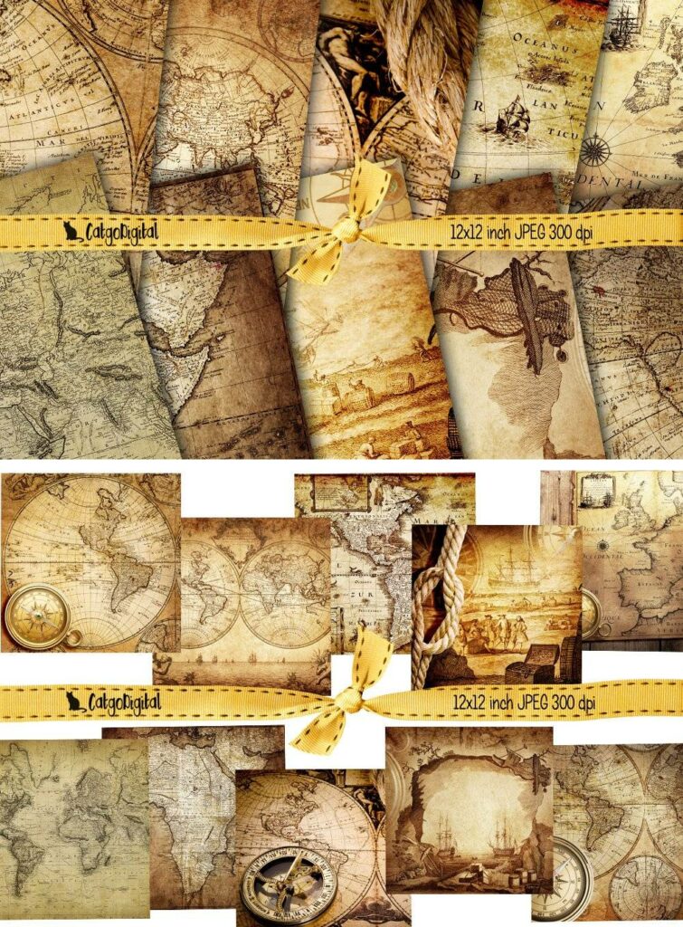 Vintage Maps Background Papers – MasterBundles