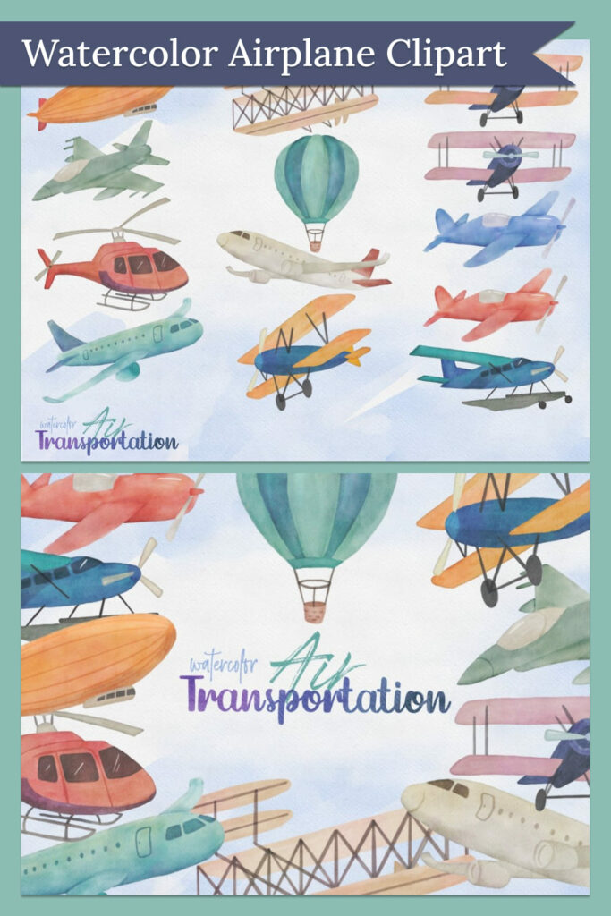 Watercolor Airplane Clipart – MasterBundles