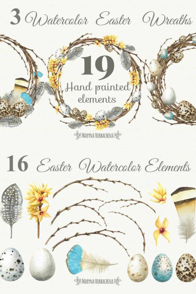 Watercolor Easter Wreaths – MasterBundles
