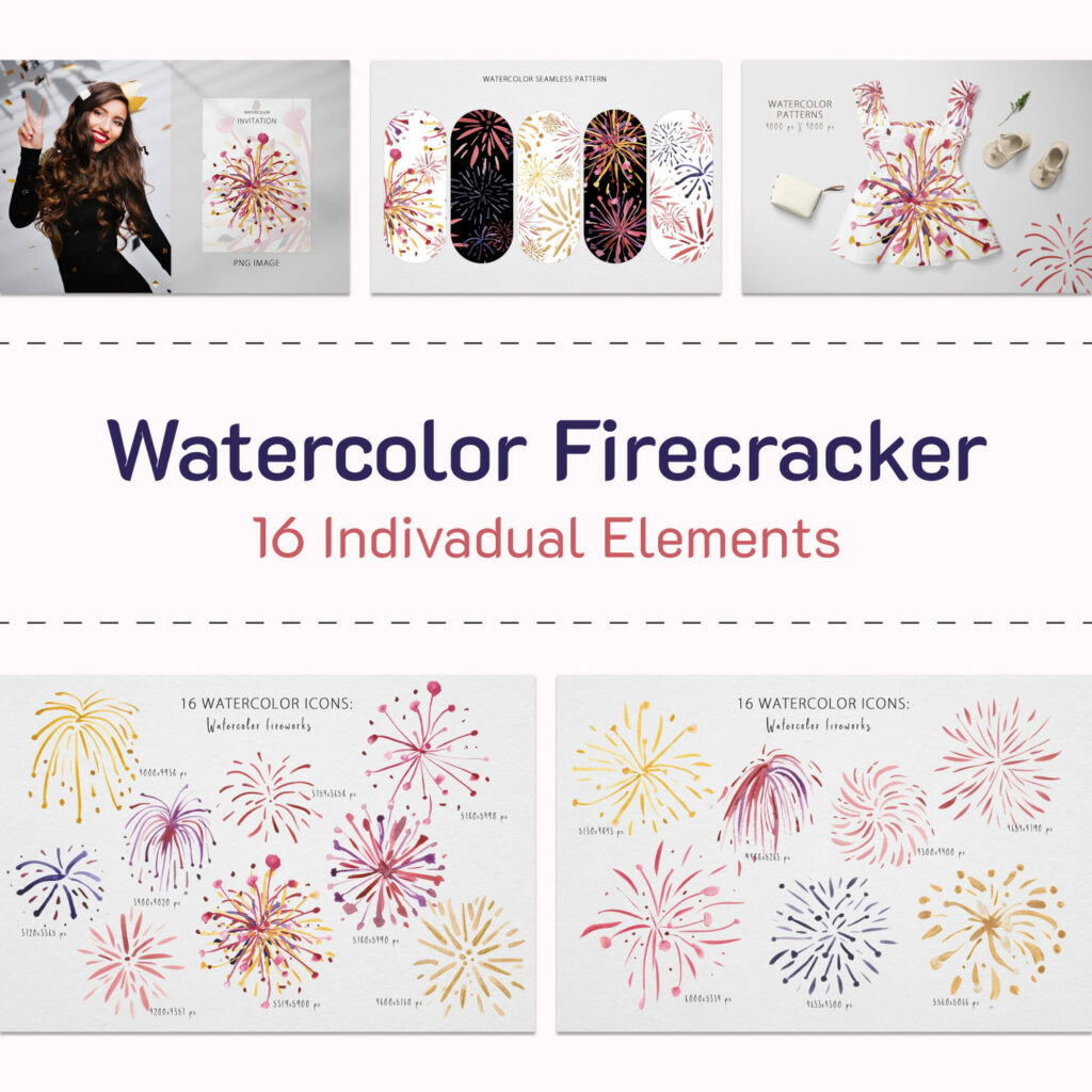 Watercolor Firecracker – MasterBundles