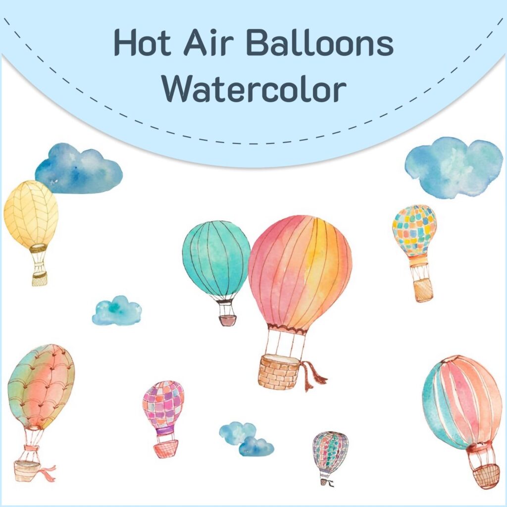 Watercolor Hot Air Balloons – MasterBundles