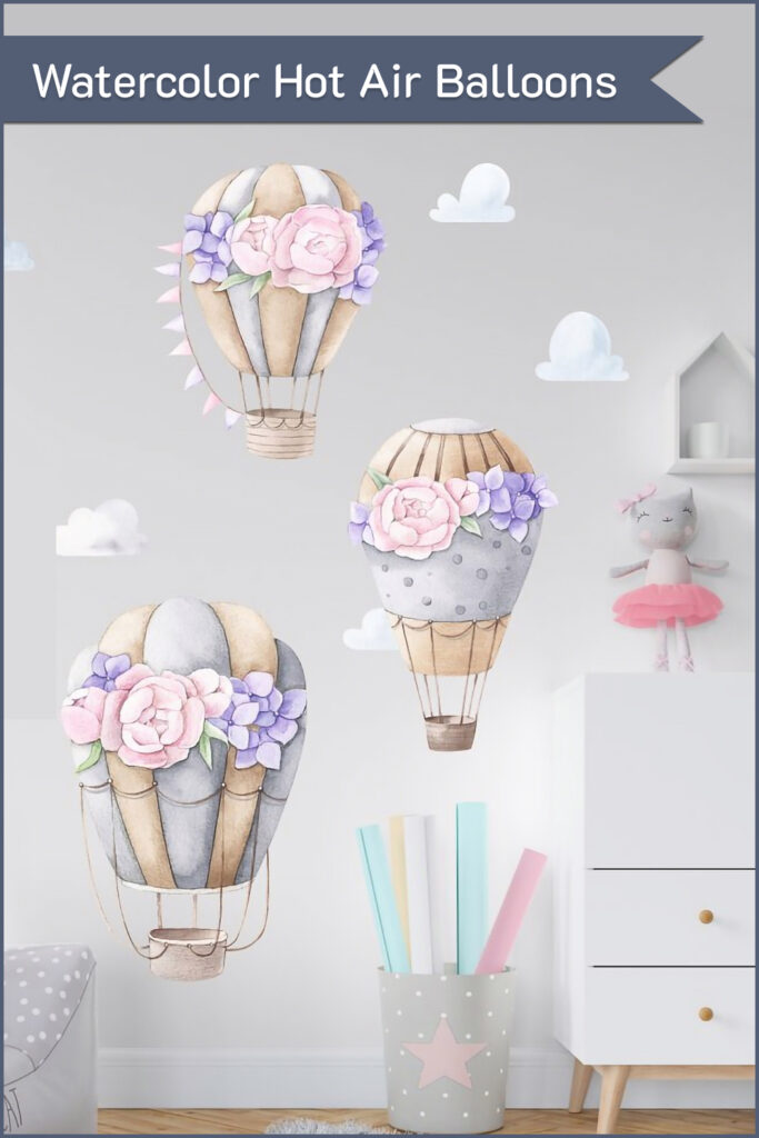 Hot Air Balloons Watercolor Drawings – MasterBundles