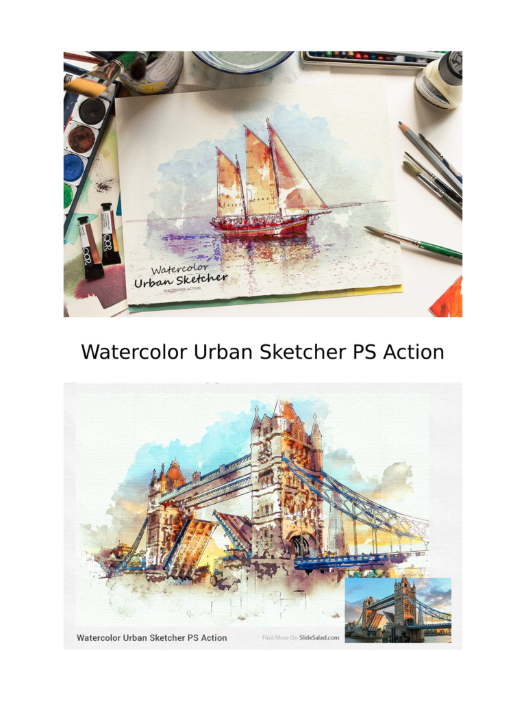 Watercolor Urban Sketcher PS Action – MasterBundles
