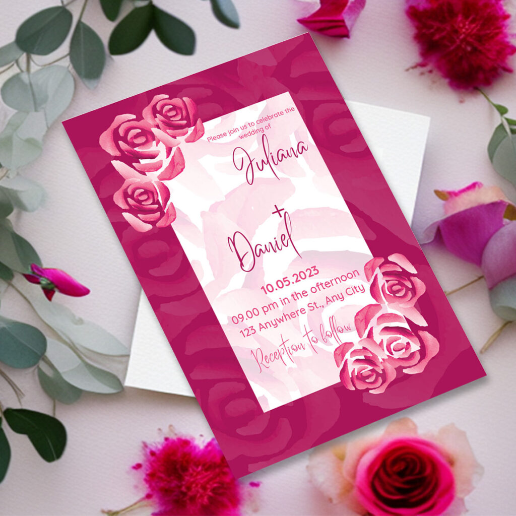 Wedding Invitation Card With Colorful Background - MasterBundles