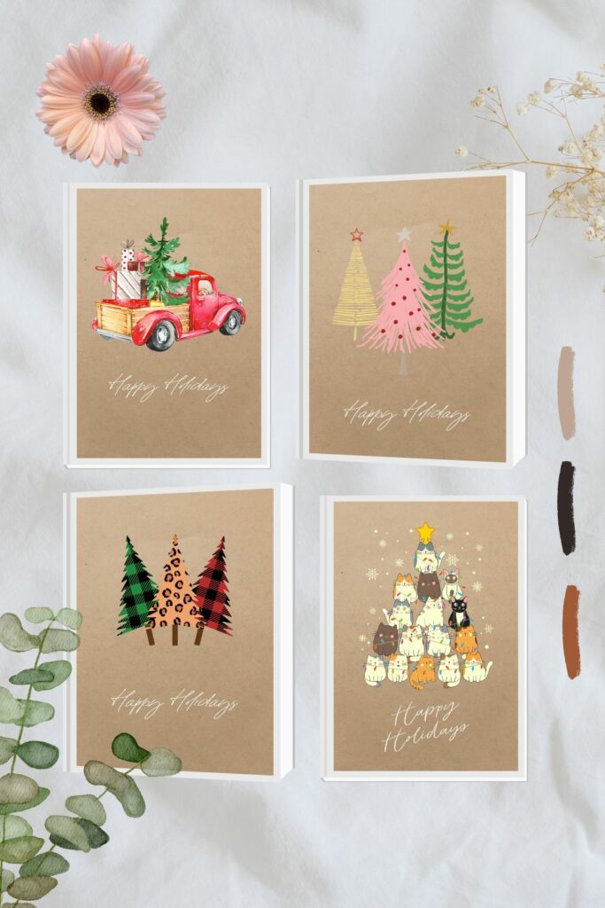 12 Postcards Happy Holidays Design - MasterBundles