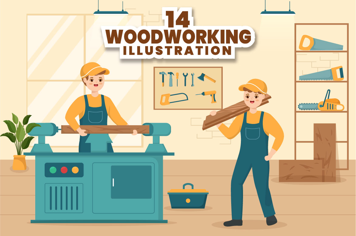 14 Woodworking Illustration - MasterBundles