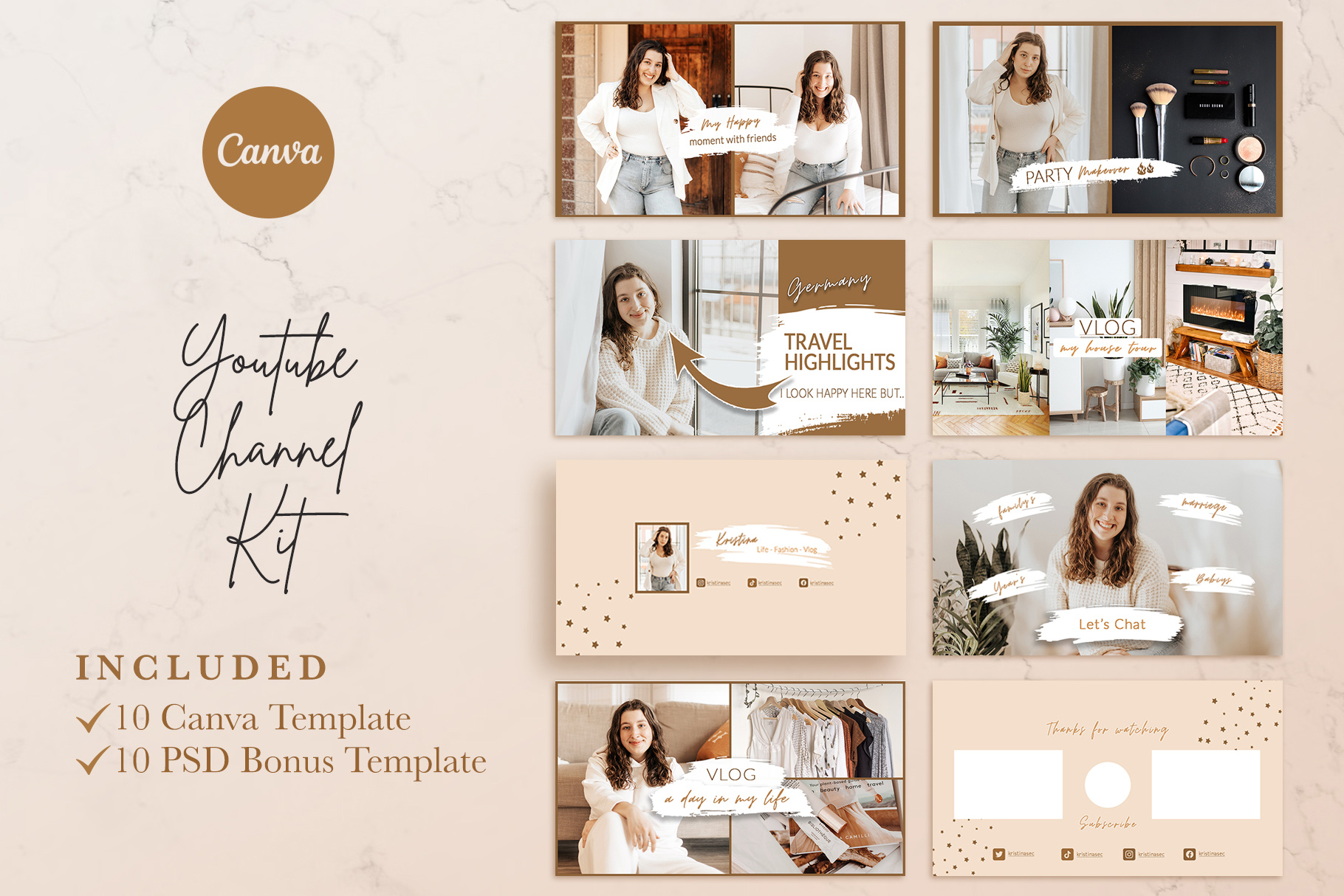 YouTube Branding Kit Canva and PSD Bundle - MasterBundles