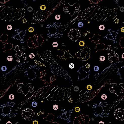 Zodiac digital paper, planets wrapping paper, zodiac patterns, digital ...