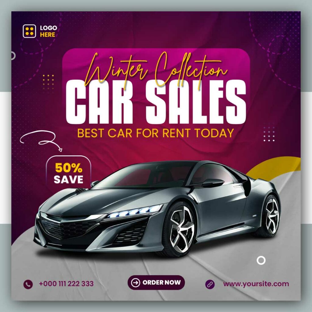 Winter Collection Car Sales Social Media Instagram post Template ...