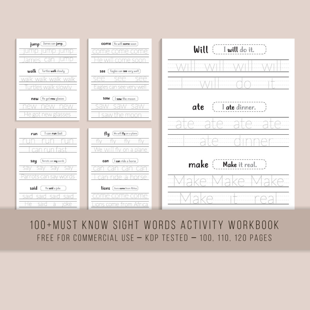 100+ Sight Word Worksheet (KDP Interior) | MasterBundles
