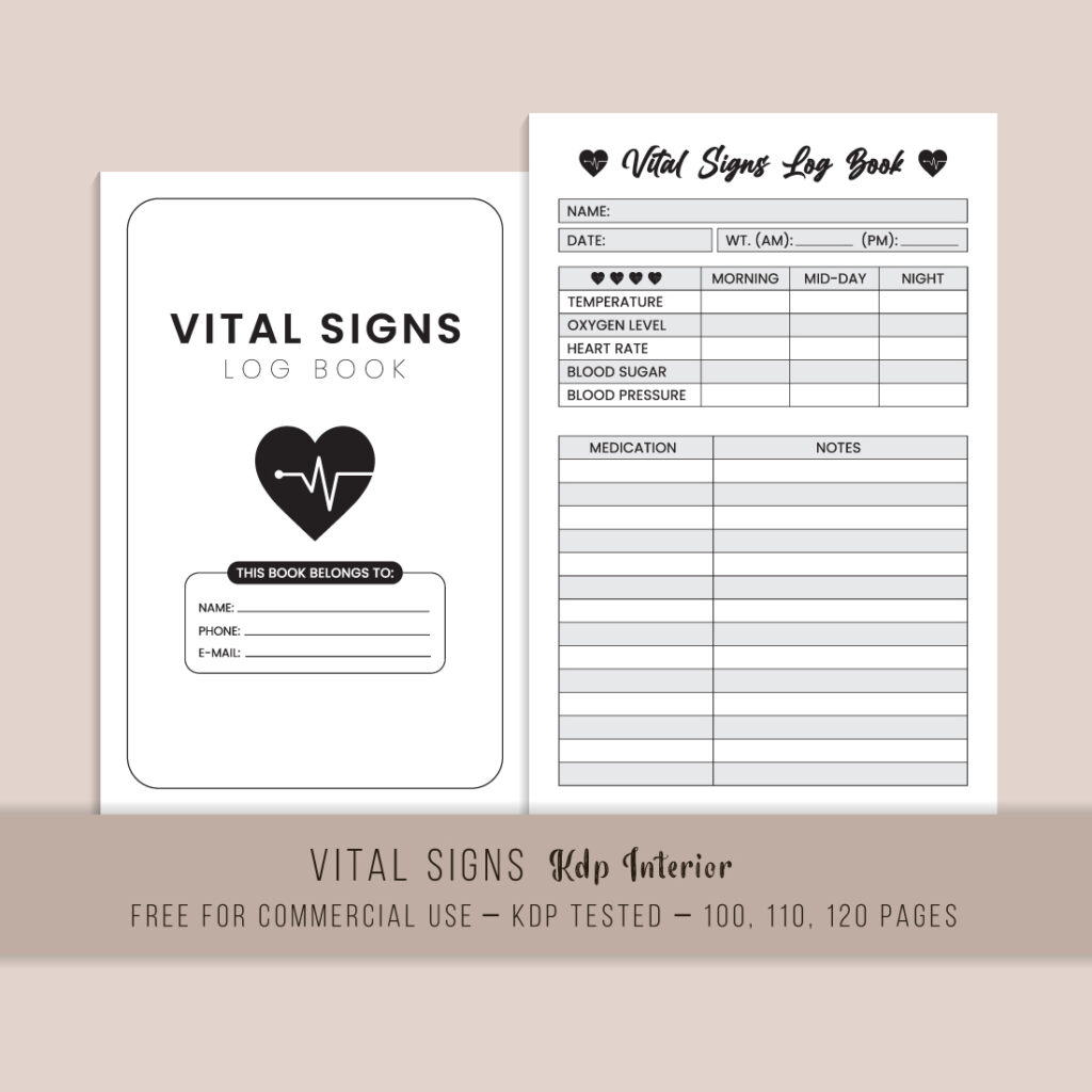 Vital Signs Logbook KDP Interior | MasterBundles