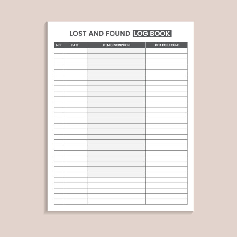 Lost and Found Log Book (KDP Interior) | MasterBundles