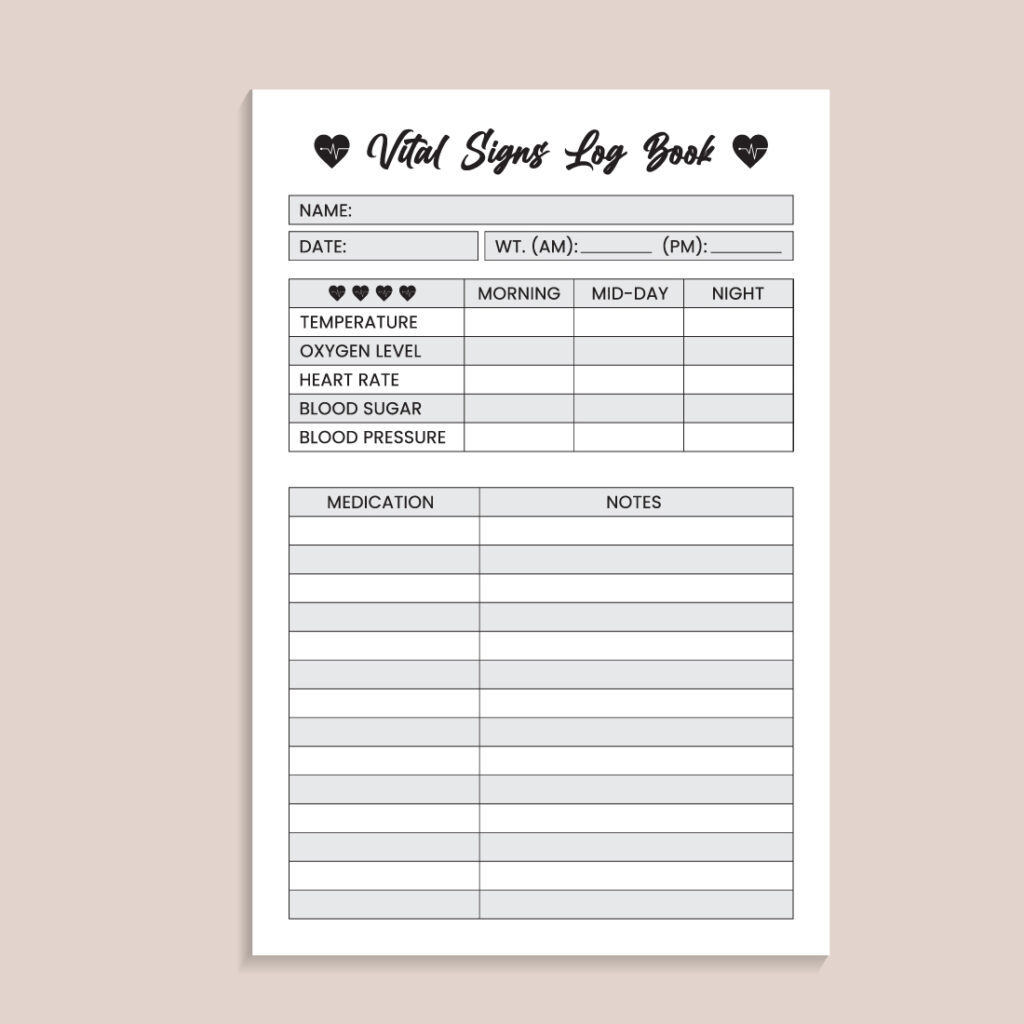 Vital Signs Logbook KDP Interior | MasterBundles