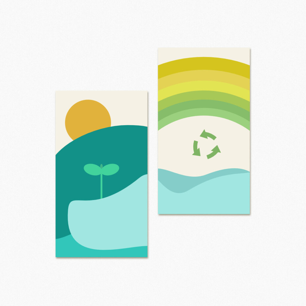 Rectangular Abstract Art Set Of Environment Ecology Landscape ...