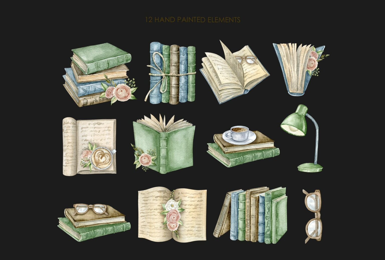 Watercolor Vintage Books Clipart – MasterBundles