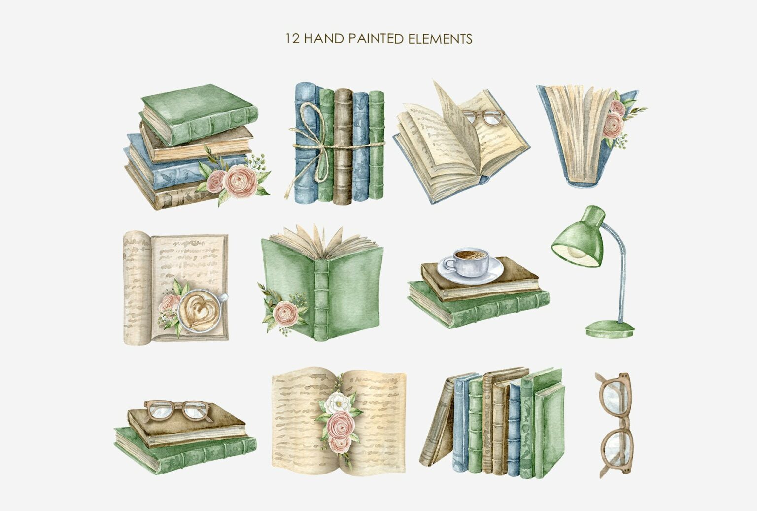 Watercolor Vintage Books Clipart – MasterBundles