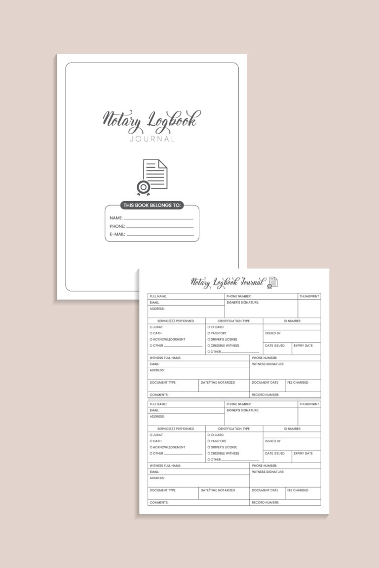 Notary Logbook Journal (KDP Interior) | MasterBundles