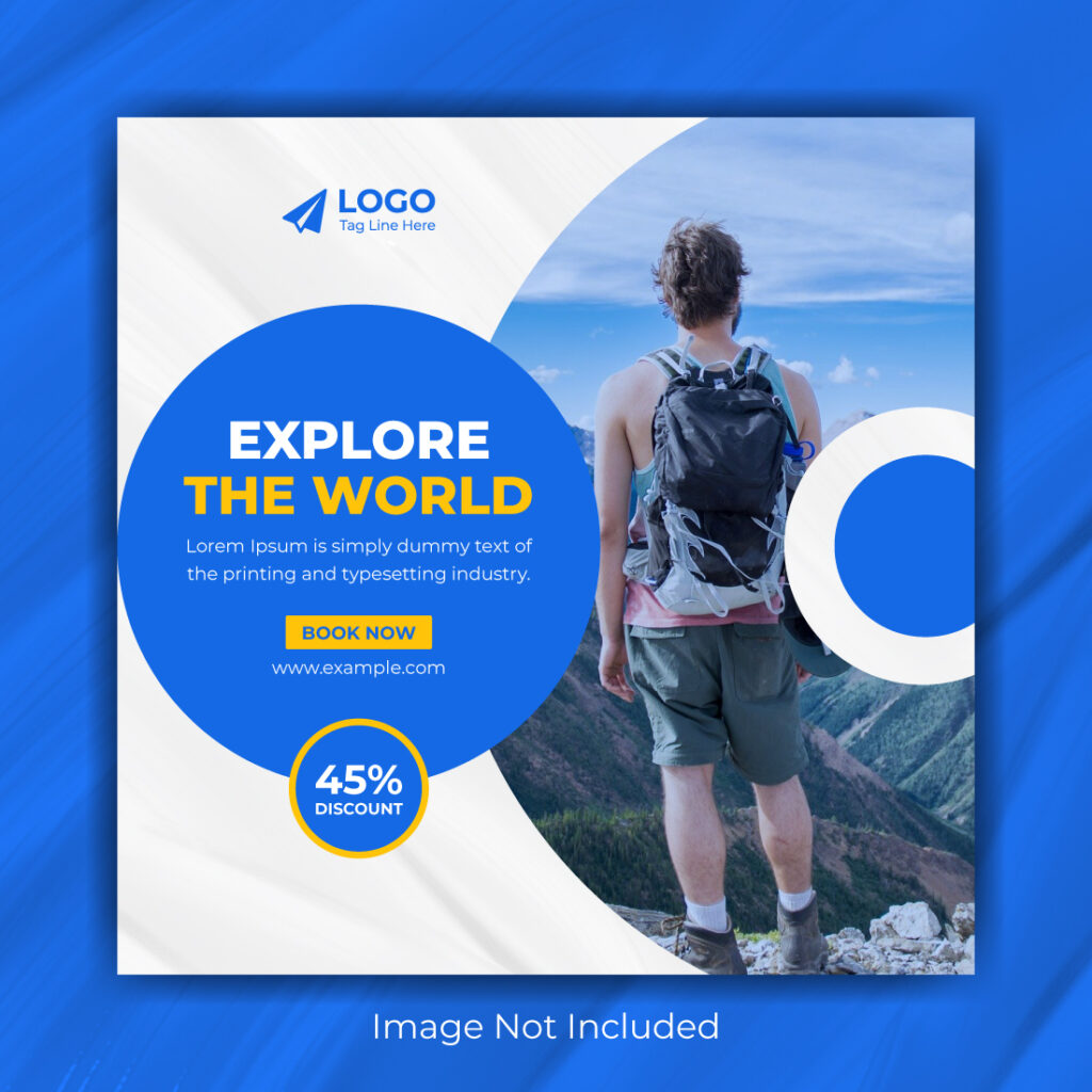 4 Travel Social Media Post Design Template | MasterBundles