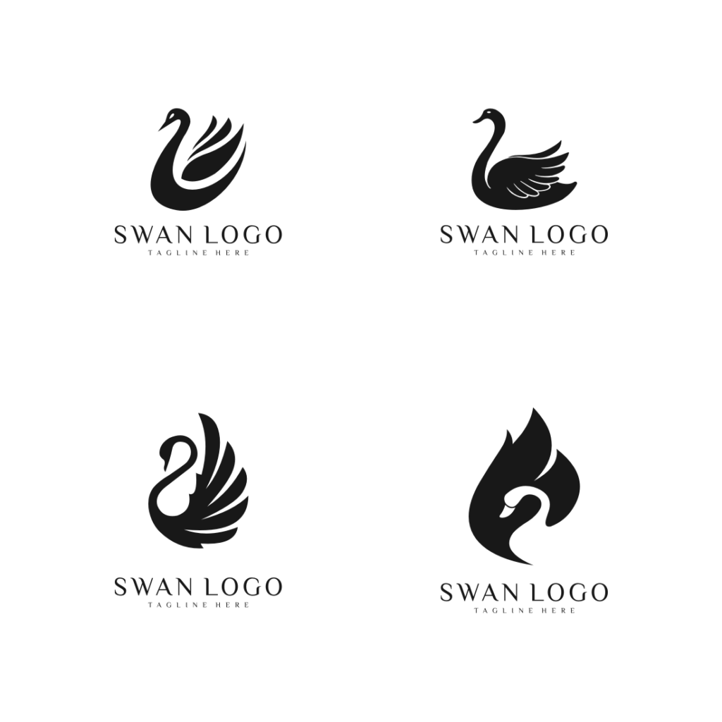 Set of Swan Logo Vector Silhouettes - MasterBundles