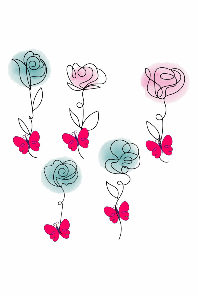 Rose Liner Art SVG Bundle | MasterBundles