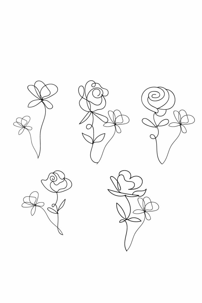 Rose Liner Art Bundle | MasterBundles