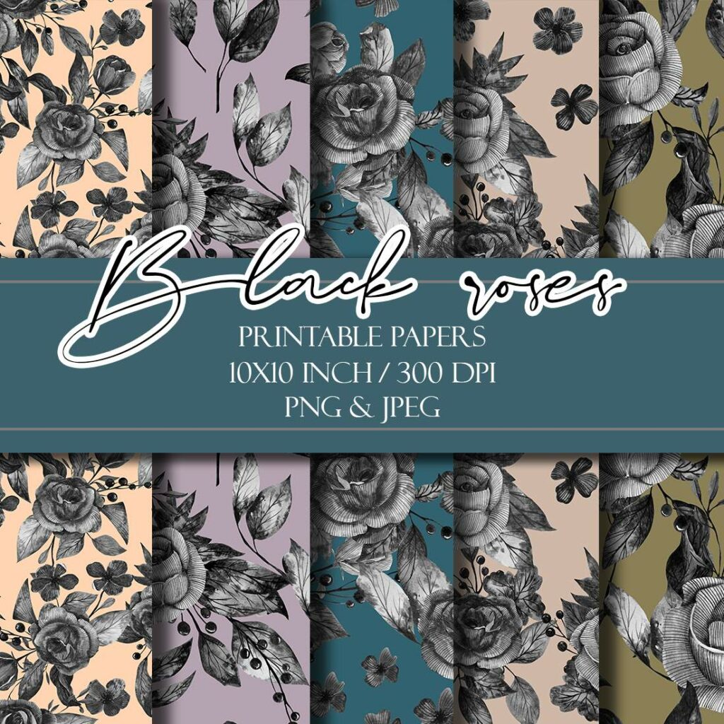 Vintage rose floral printable papers - MasterBundles