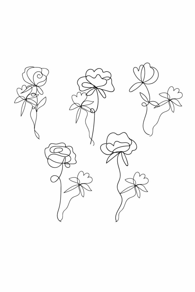 Rose Liner Art Collection | MasterBundles