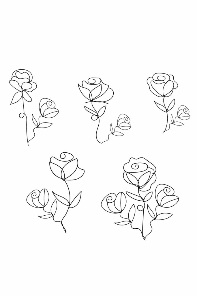 Rose liner art bundle | MasterBundles