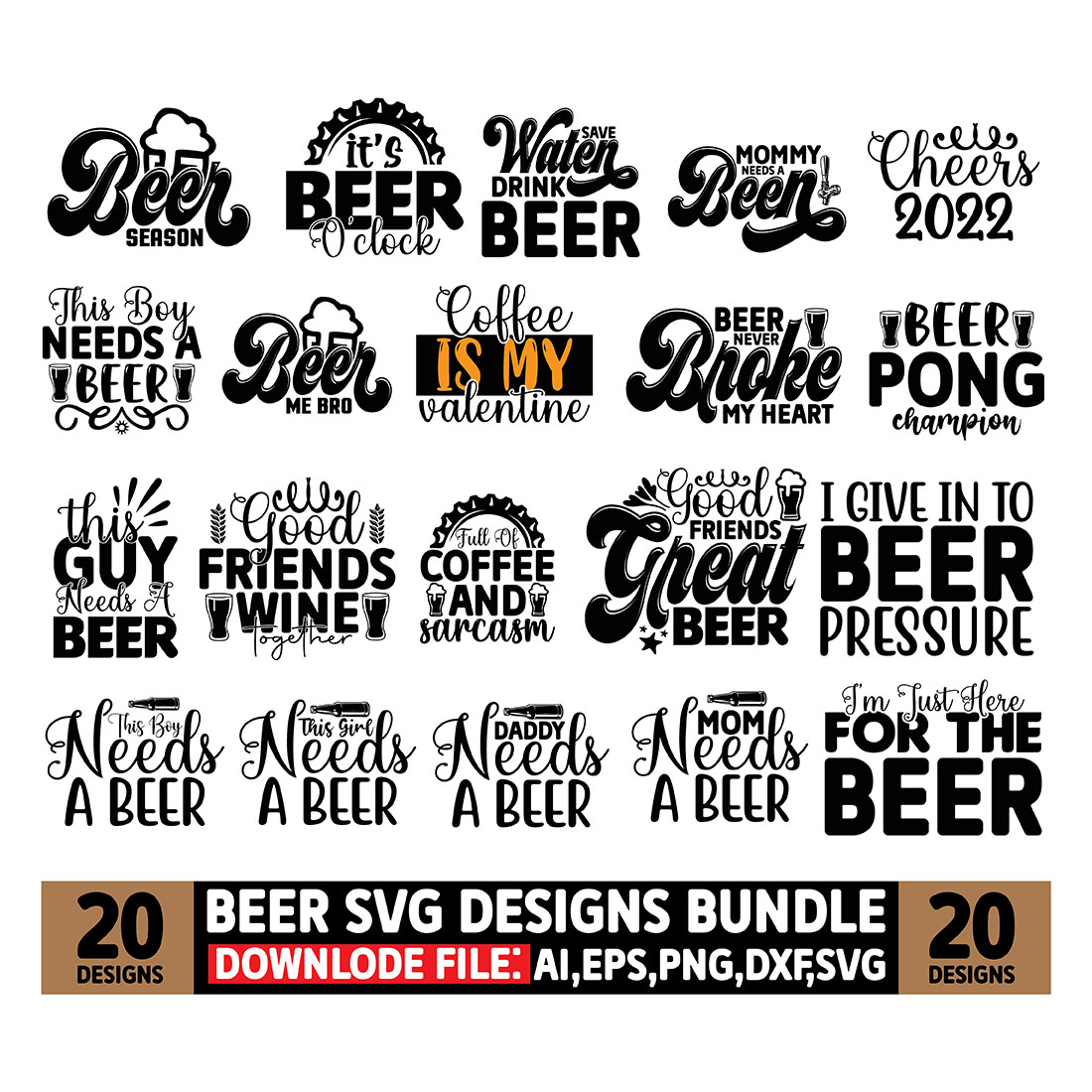 20 Beer SVG Designs Bundle - MasterBundles